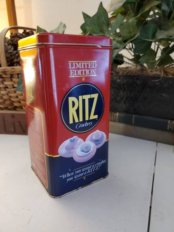 1987 Ritz Cracker Tin Red Yellow & Blue / Vintage Cracker Tin | Etsy
