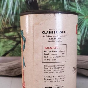 Antique Clabber Girl Baking Powder Tin 1 Lb 9 0z With Pry Lid Farmhouse ...