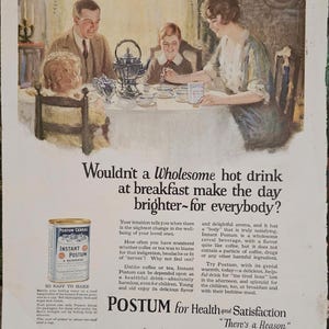 Original 1920s Antique Magazine Ad INSTANT POSTUM Illustrator- Don Shae ...