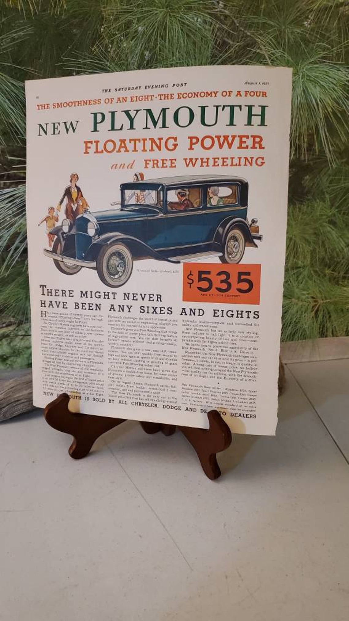 1931 New Plymouth Sedan Ad - Vintage Auto Advertising Art - Etsy