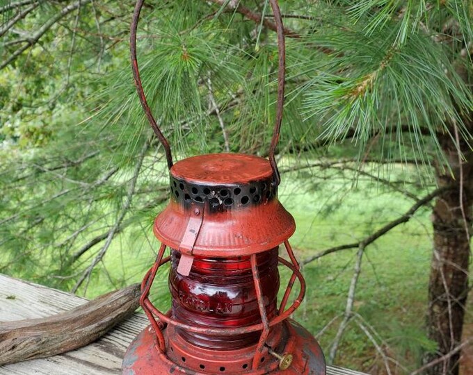 Antique Handlan Red Metal Lantern With Red Globe / Laclede Gas Company ...