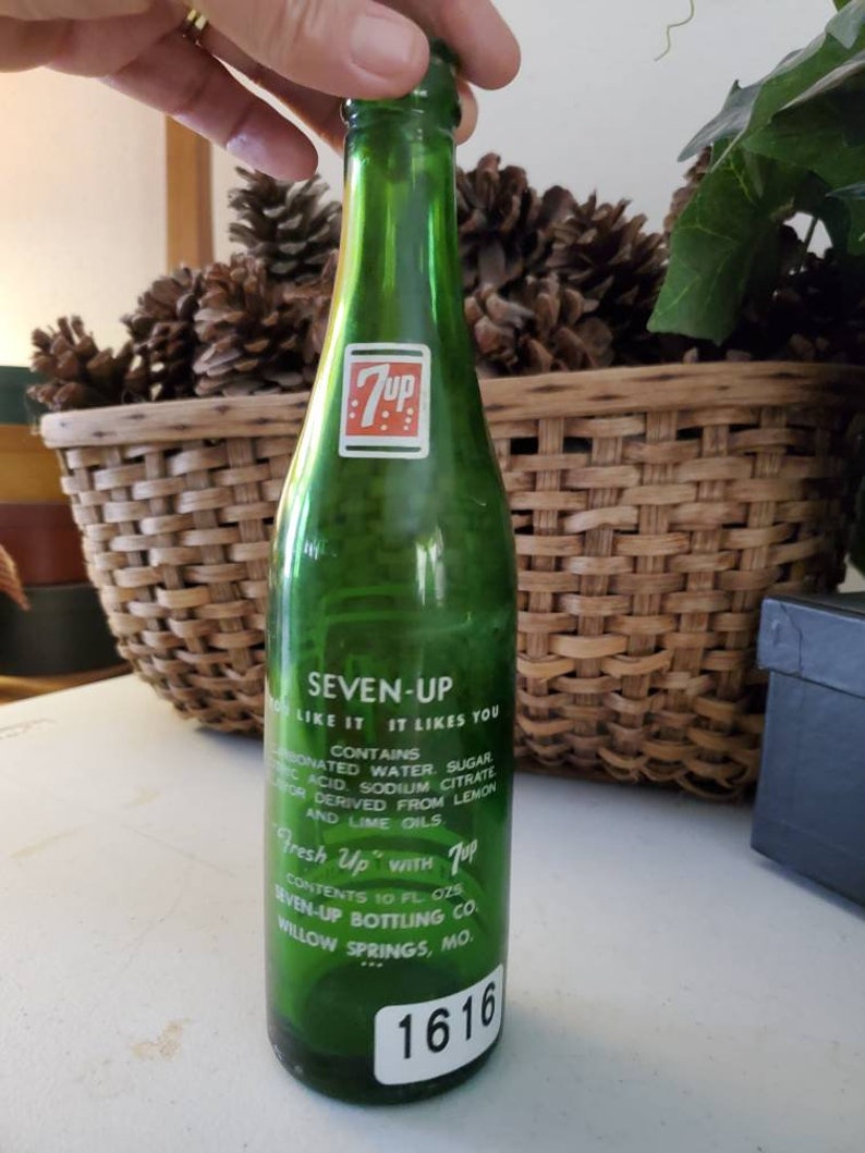 7 UP Green Glass Soda Bottle 10 Ounce 7 UP Bottle From 1963 | Etsy