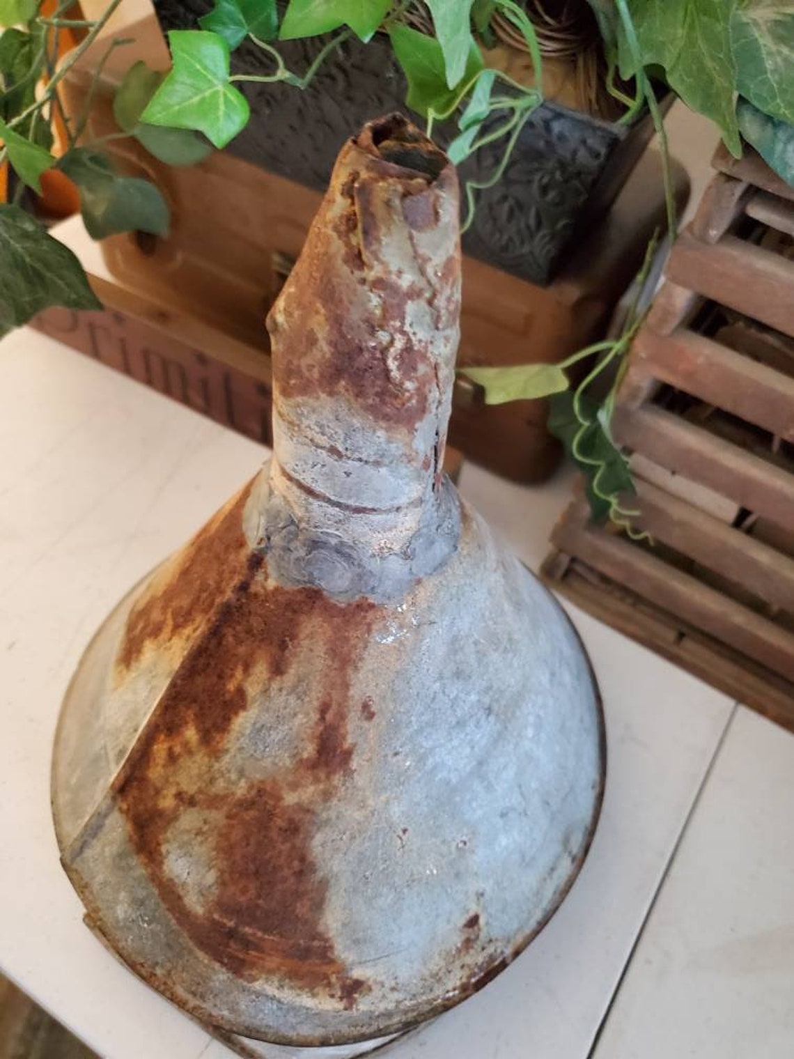 Old Distressed Galvanized Farm Funnel / Farmhouse Decor / Farm | Etsy