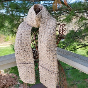 Beige With a Fleck of Color Crochet Pocket Scarf Neutral Acrylic Scarf ...