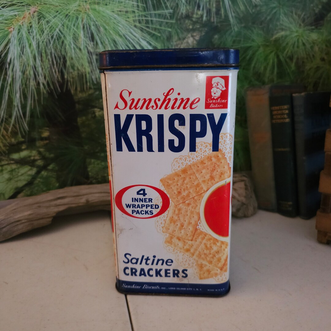 Sunshine Krispy Saltine Cracker Tin Red White & Blue Cracker - Etsy
