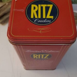 1987 Ritz Cracker Tin Red Yellow & Blue / Vintage Cracker Tin / Retro ...