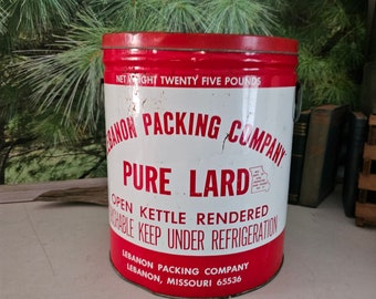 Vintage R. B. Rices Pure Lard Tin Can Pail, Advertising Pig, 9 Lb Size ...