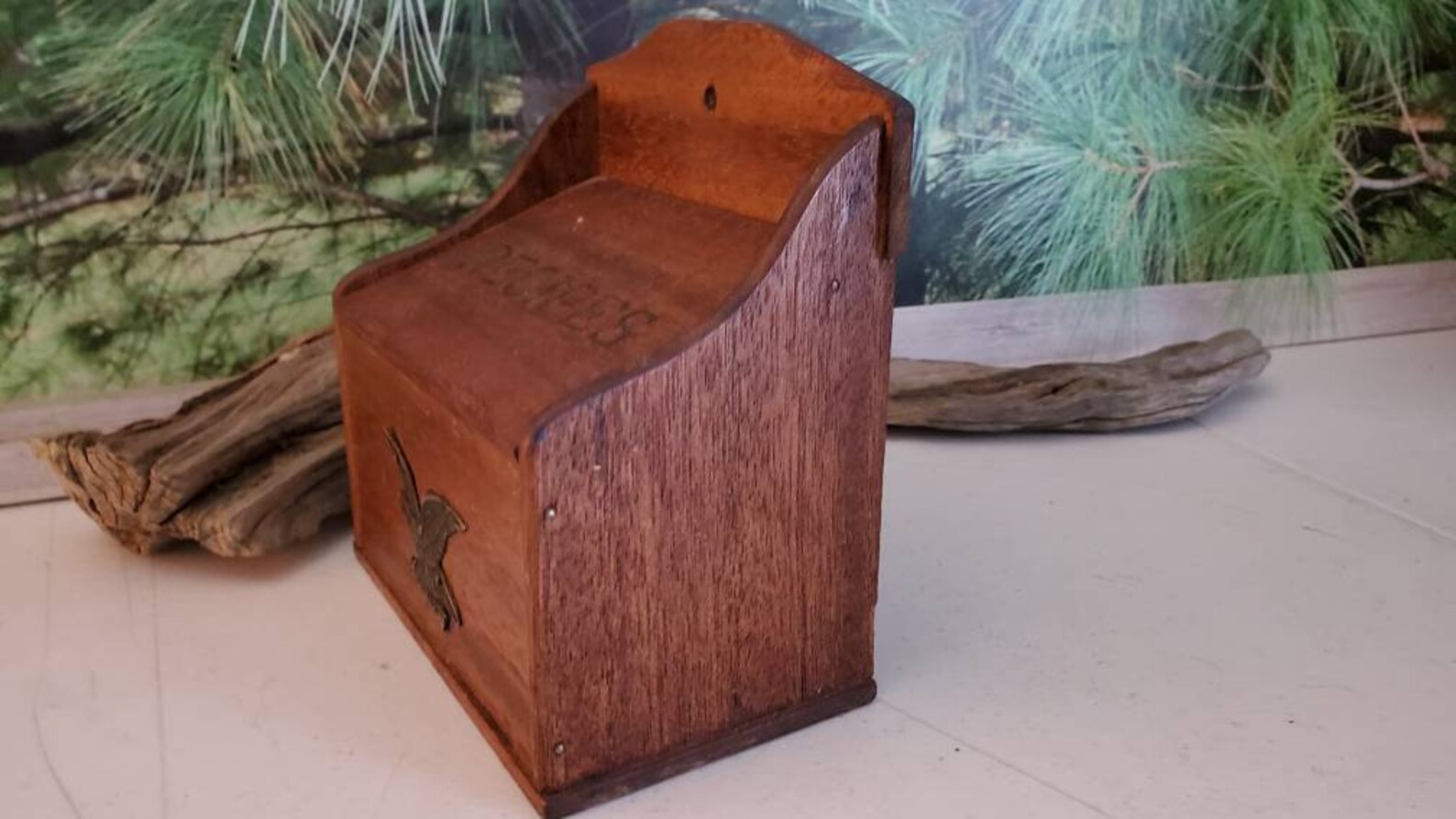 Americana Wood Recipe Box With Copper Eagle on the Front - Etsy