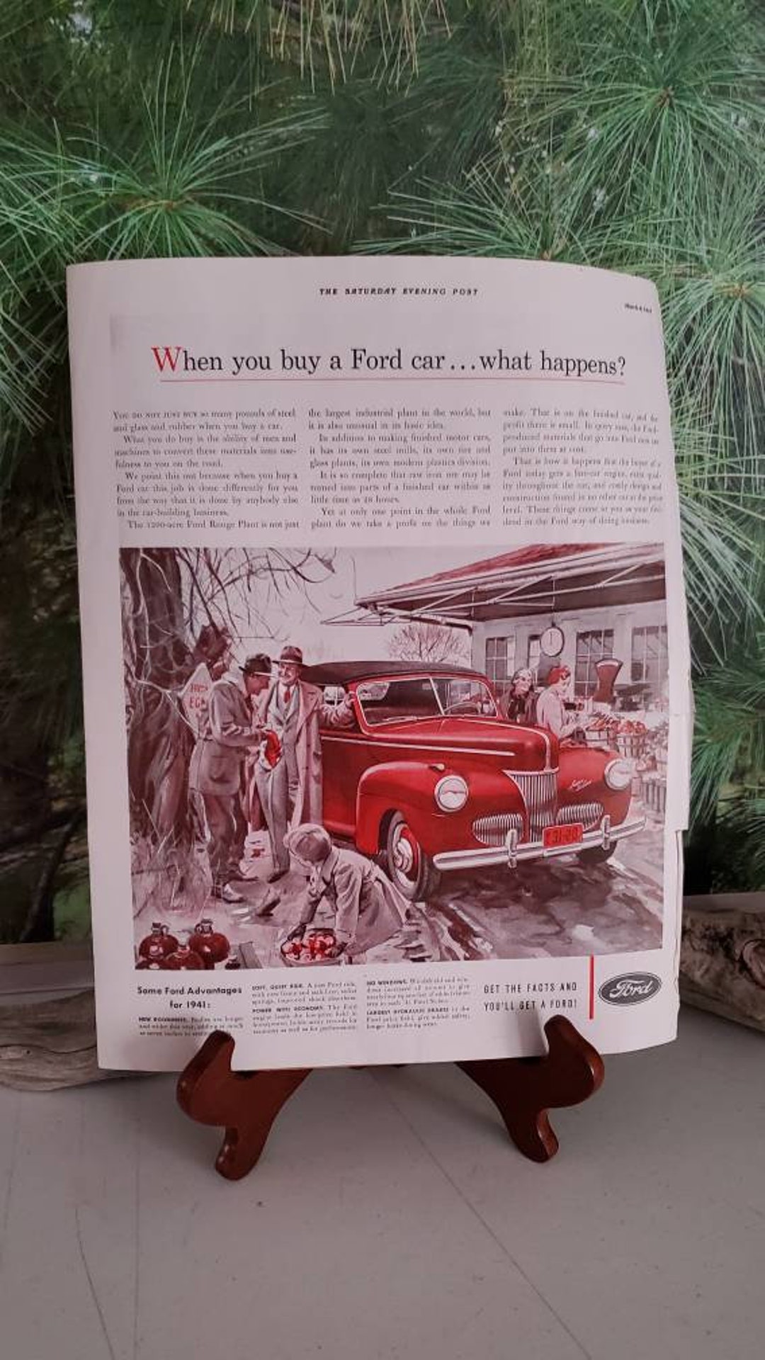 1941 Ford Car Magazine Ad Red, Black & Gray Vintage Collectible ...
