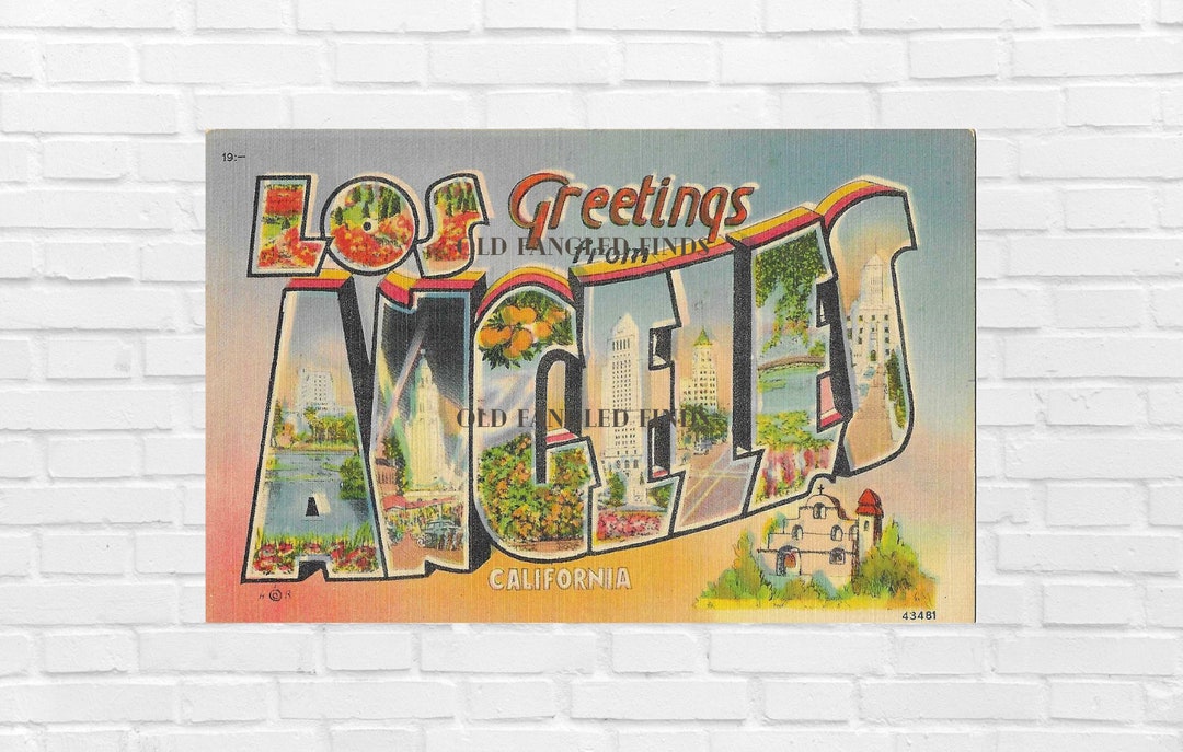 Los Angeles California Postcard: 1940s Curt Teich Linen Card (digital ...