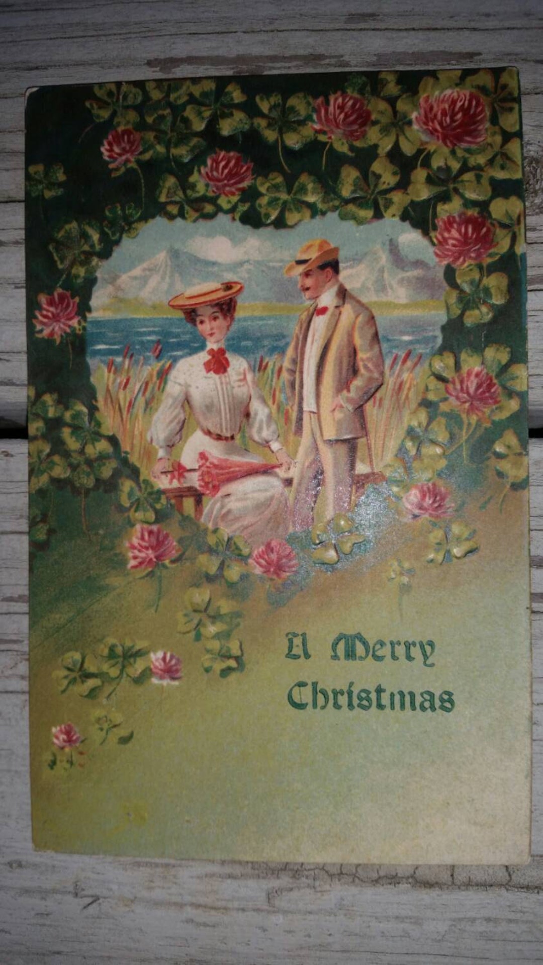 A Merry Christmas Vintage Postcard, Paper Ephemera Collectible - Etsy