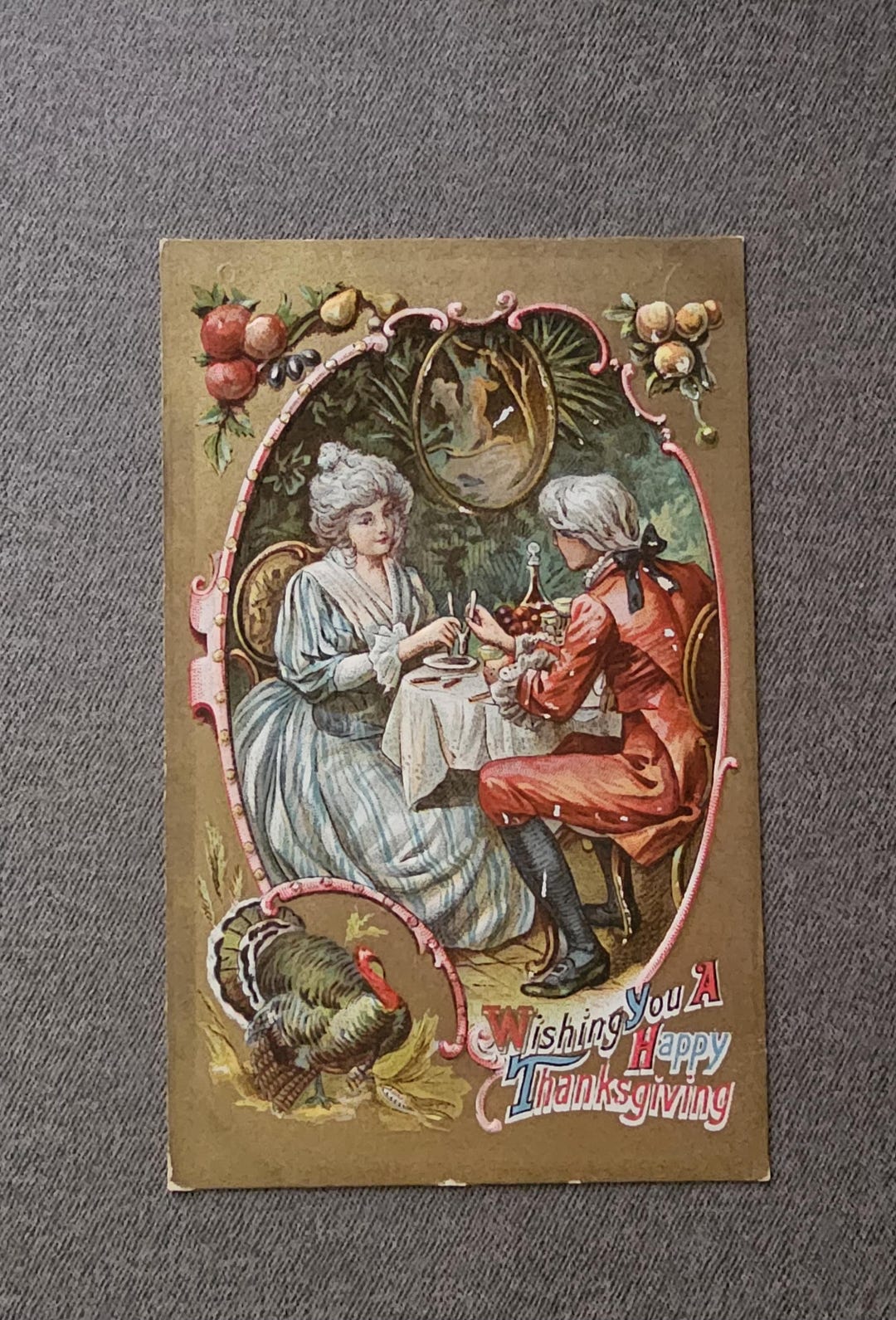 Wishing You A Happy Thanksgiving Turkey & Victorian Couple Dining ...