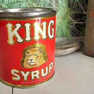 King Syrup Tin 4 Lbs 4 Ounces Pry Lid 1950s Vintage Advertising Can ...