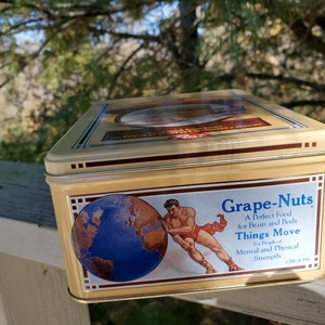 1980s Post Grape Nuts Cereal Tin: Retro Kitchen Storage #1324 - Etsy
