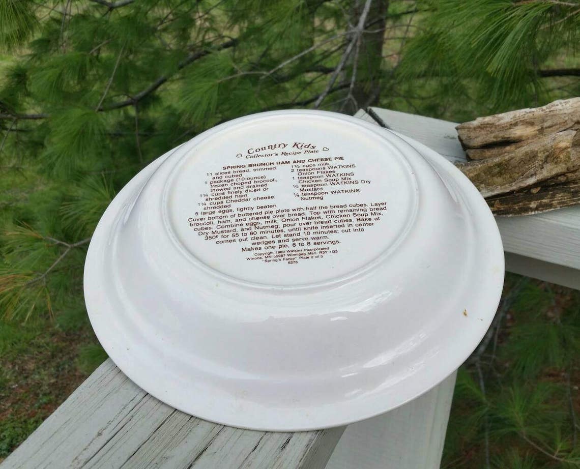 Country Kids Collector's Recipe Plate, Spring Brunch Ham & Cheese Pie ...