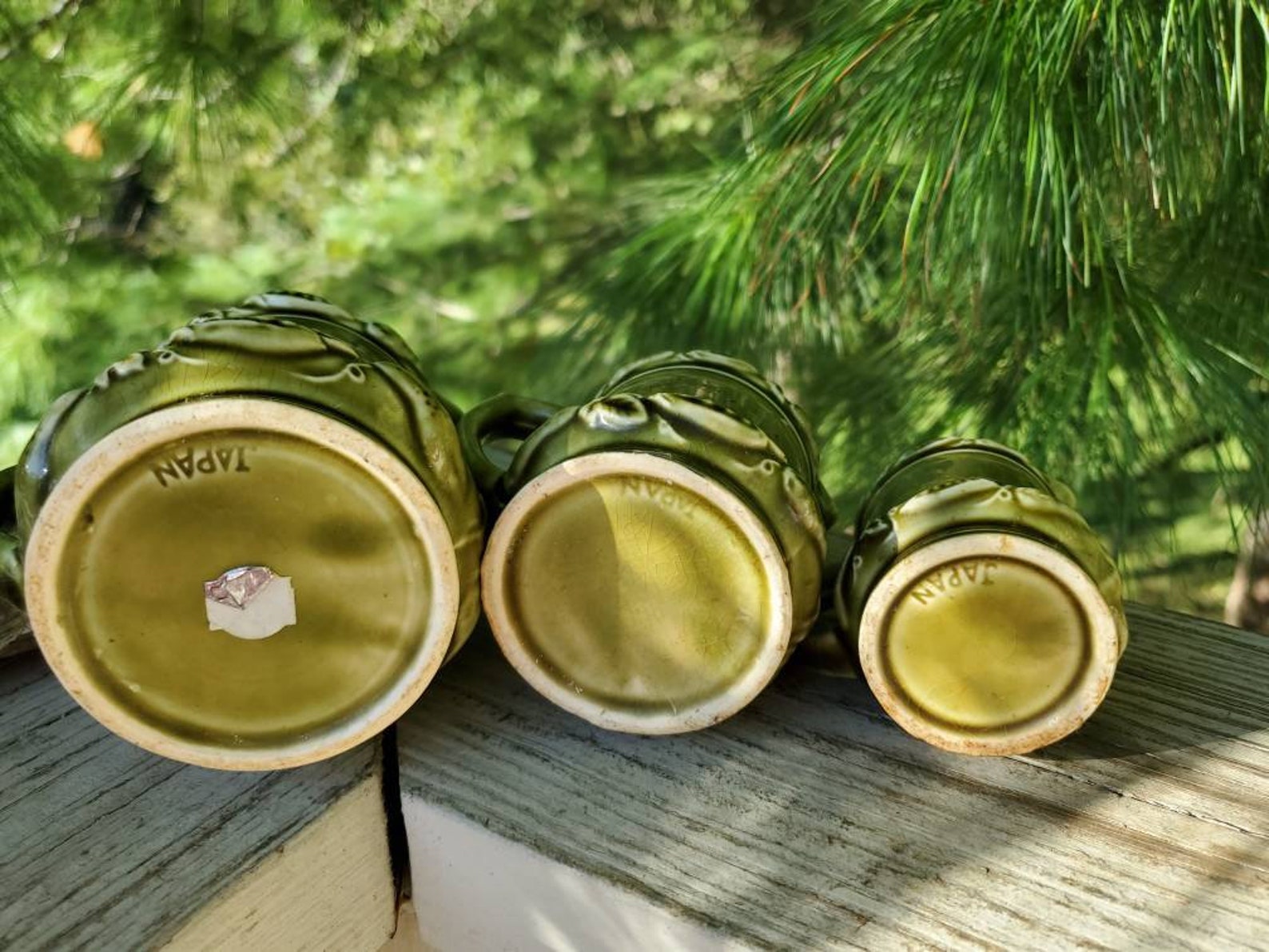 Green Ceramic Stacking Measuring Cups / Set of 3 Ceramic | Etsy