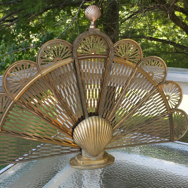 Brass Peacock Fireplace Screen - Etsy
