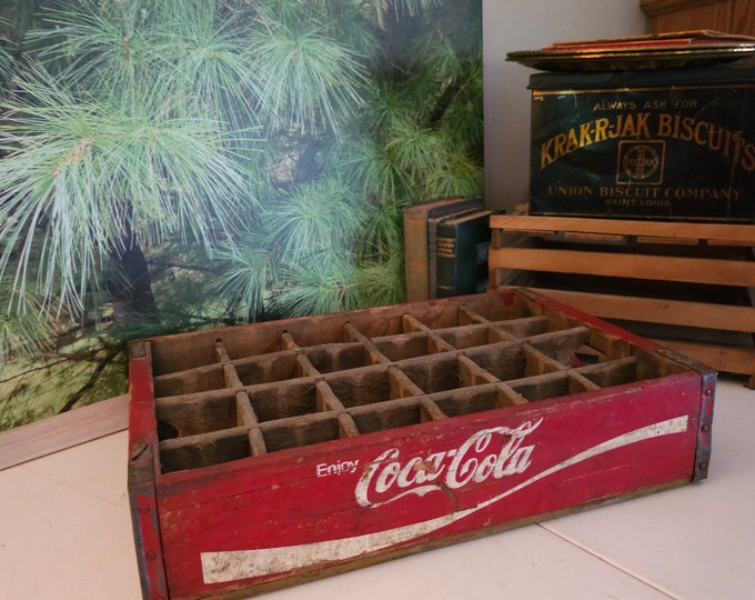Red & White Wood Coca-cola Soda Crate With Metal Bands / Shadow Box ...