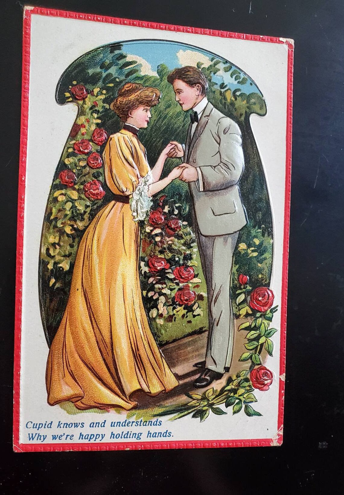 Romantic Couple Cupid Valentine's Postcard Unused Made in - Etsy