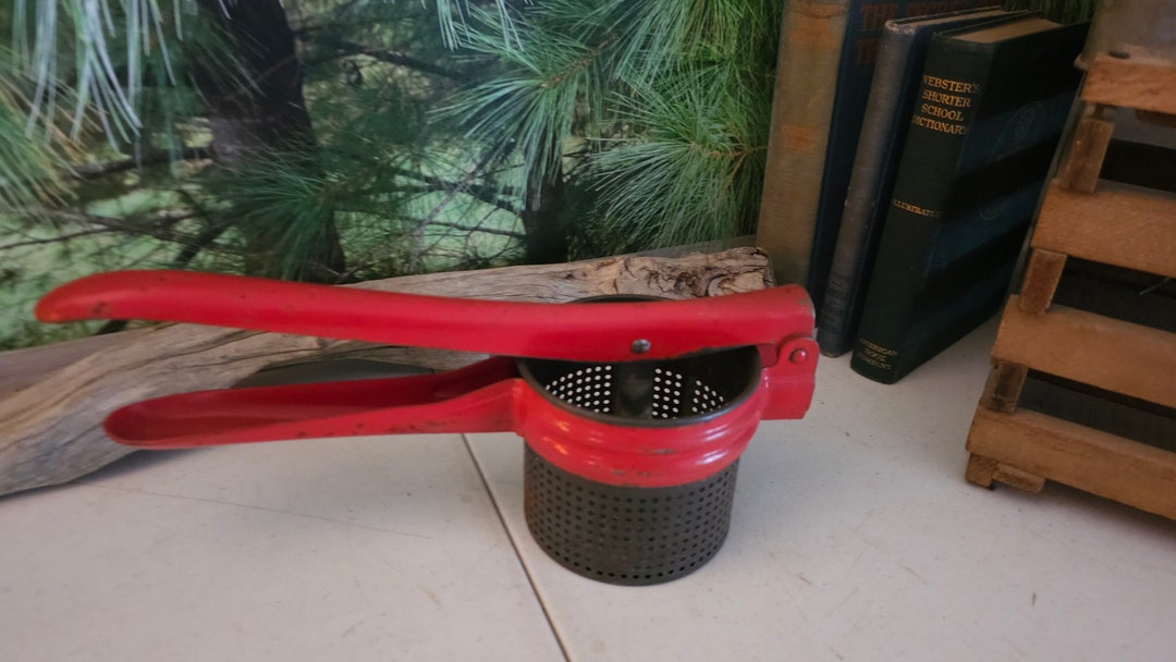 Antique Ricer With Old Red Paint Hand Ricer Farmhouse Style Kitchen ...