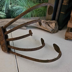 5 Tine Spade Shaped Push Plow Cultivator Rusty Steampunk Decor Garden ...