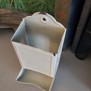 Distressed off White Metal Matchbox Holder With Chippy Paint Rustic ...