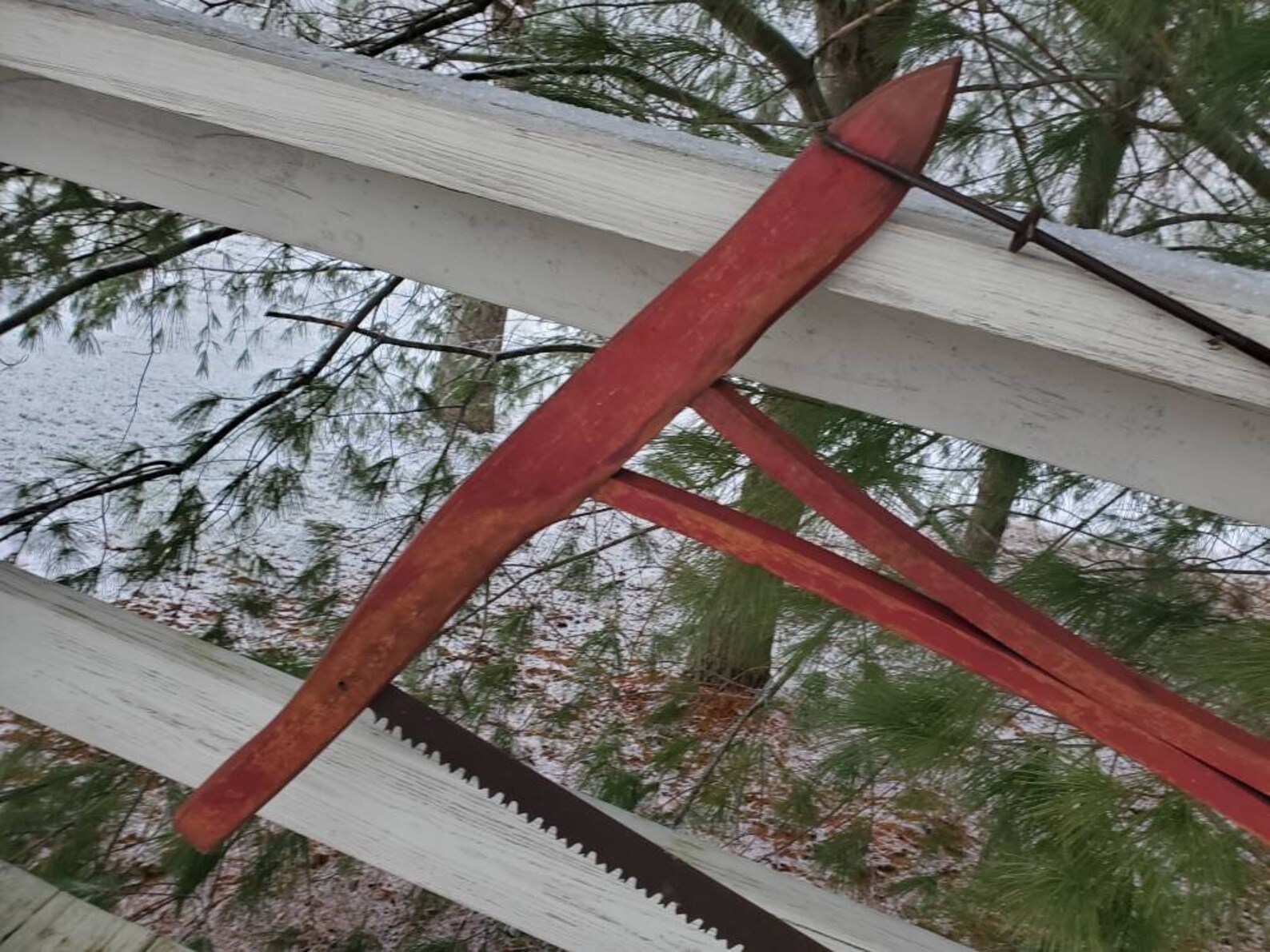 Old Red Painted Buck Saw / Crosscut Bow Saw / Wood Primitive | Etsy