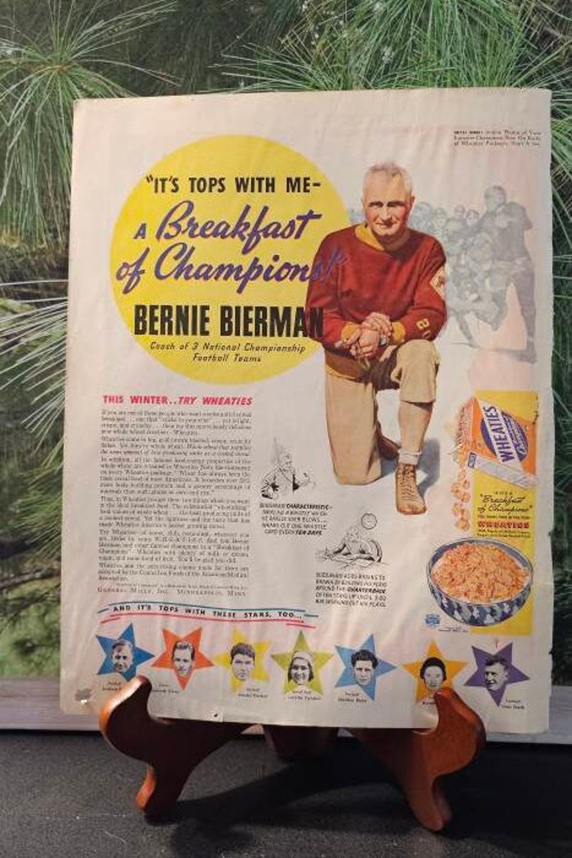 1937 Wheaties Cereal Bernie Bierman National Championship Football ...