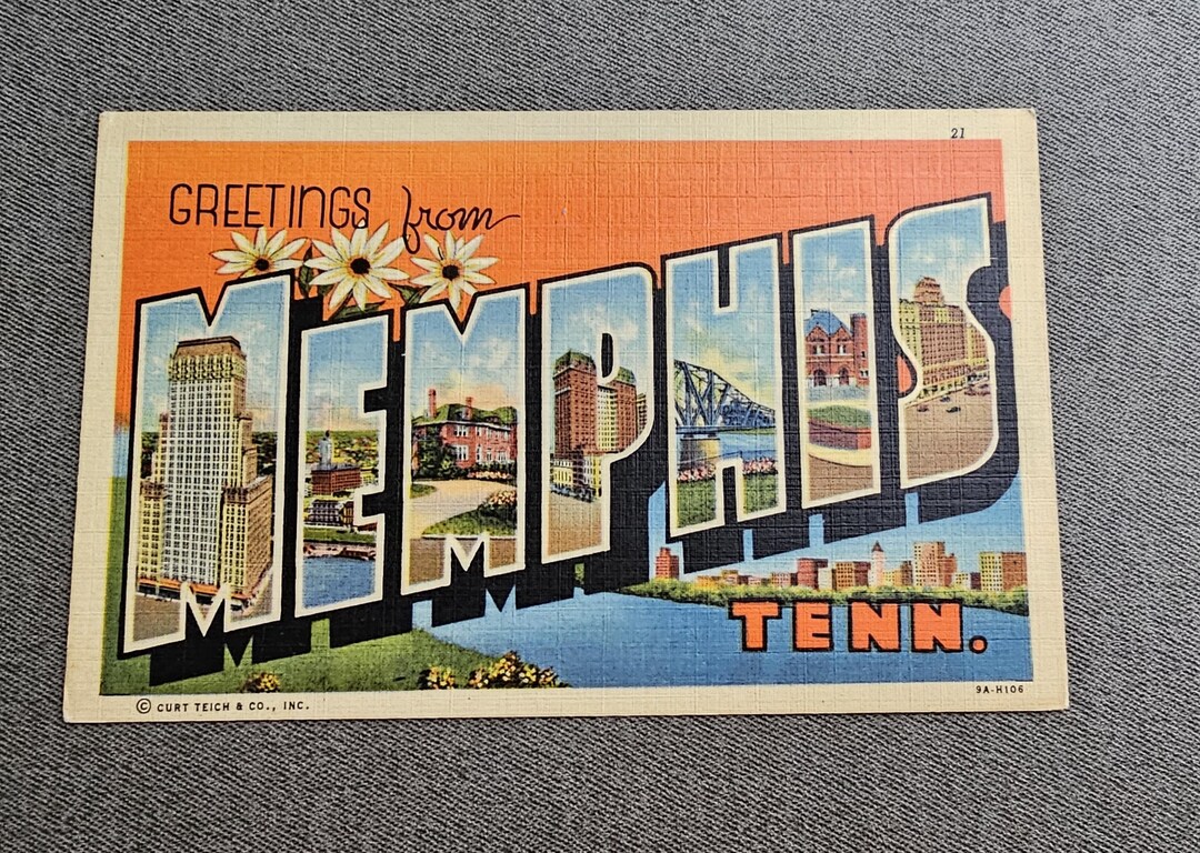 1939 Memphis Tennessee Linen Postcard: Large Letter Collectible - Etsy