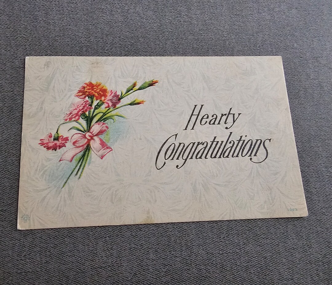 Heartiest Congratulations Embossed Flowers Cottage Postcard - Etsy