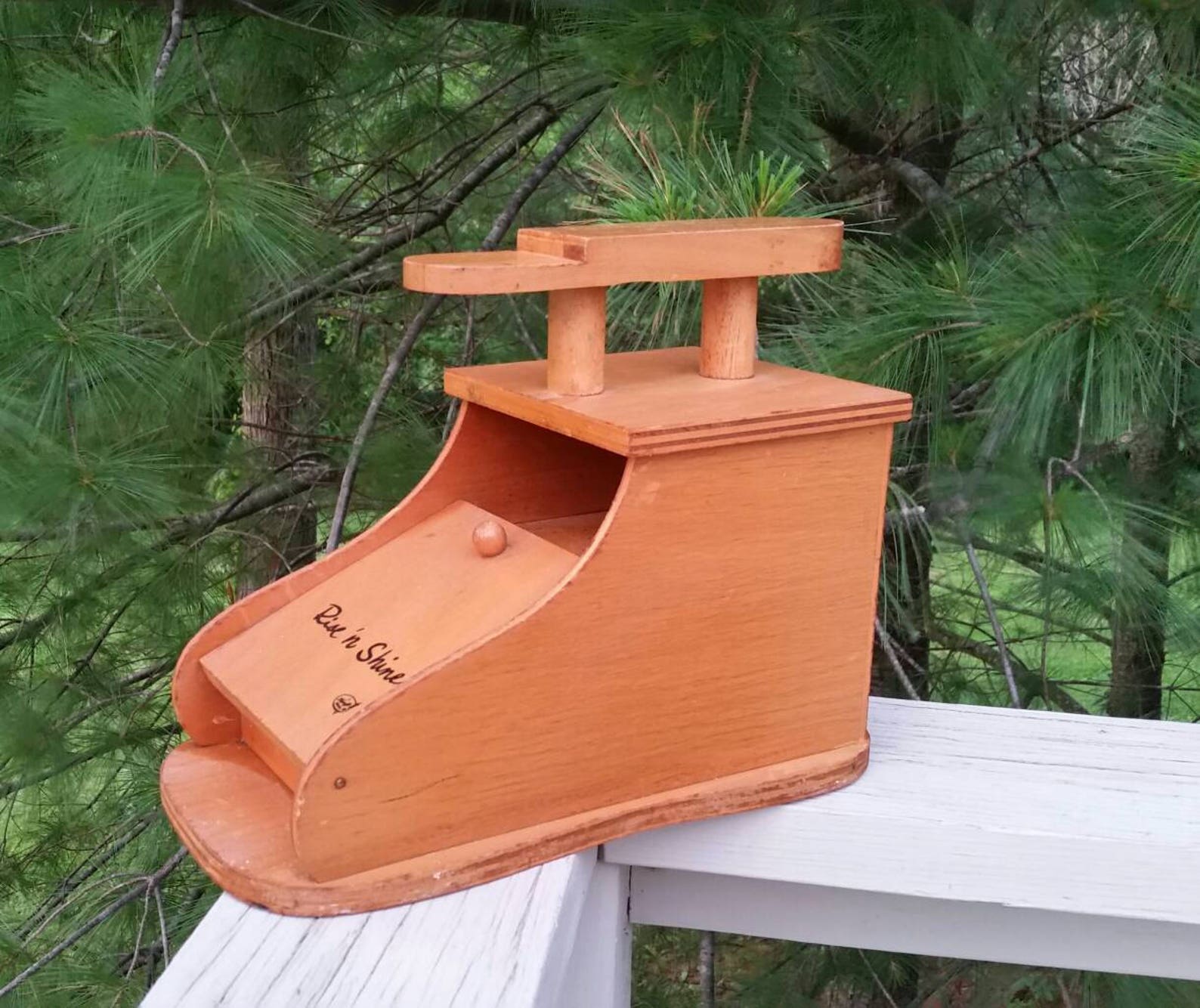 Rise 'N Shine Shoe Shine Box Vintage Wood Shoe Shine Box - Etsy