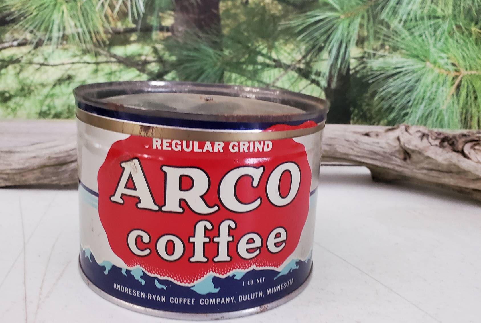 ARCO Coffee Can One Pound Key Wind Red White & Blue / Vintage - Etsy