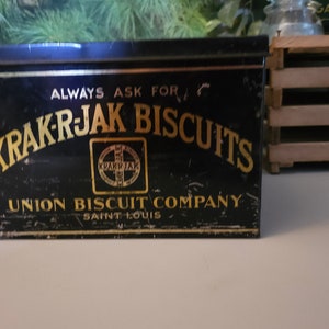 Antique Krak-r-jak Biscuit Tin: Union Biscuit Company, St. Louis #4145 ...