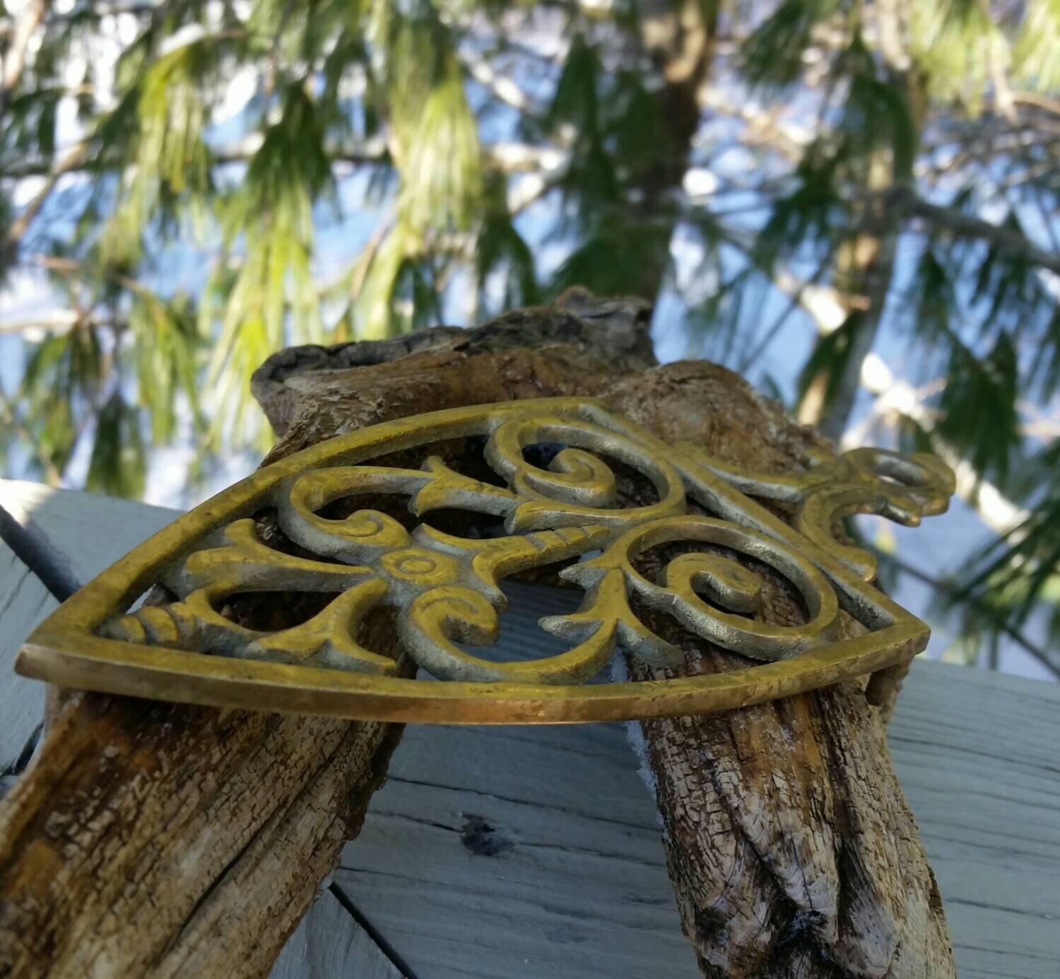 Brass Iron Shaped Trivet With Scrollwork Design Brass Home - Etsy