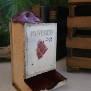 White & Red matches Metal Matchbox Holder With Chippy Paint Distressed ...