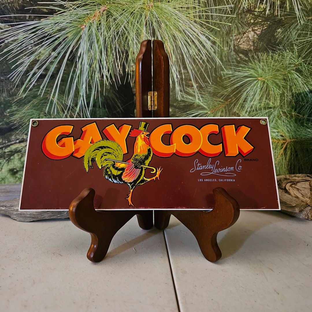 Ande Rooney Sign Gay Cock Brand Stanley Levinson Porcelain Enameled ...