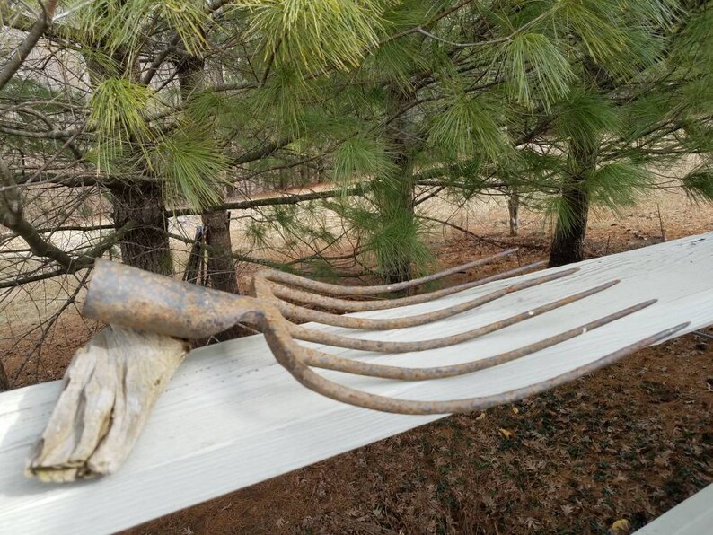 Rusty 6 Tine Pitchfork Head Cast Iron | Etsy