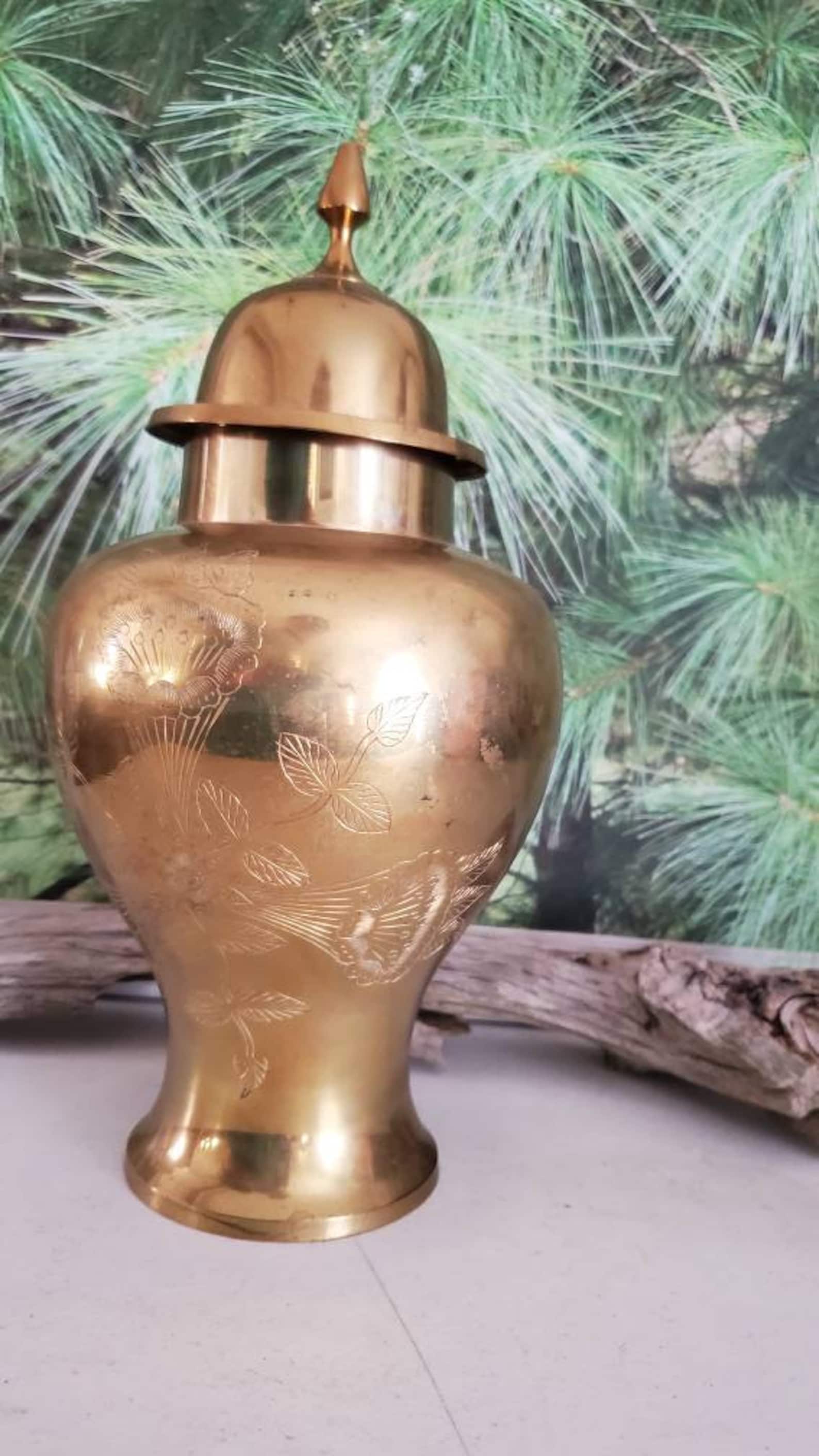 Etched Brass Ginger Jar Urn Made in India #2422 - Etsy
