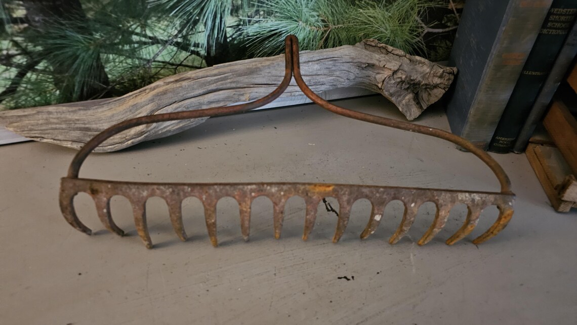 Rustic Cast Iron Rake Head: Distressed Farmhouse Garden Tool - Etsy