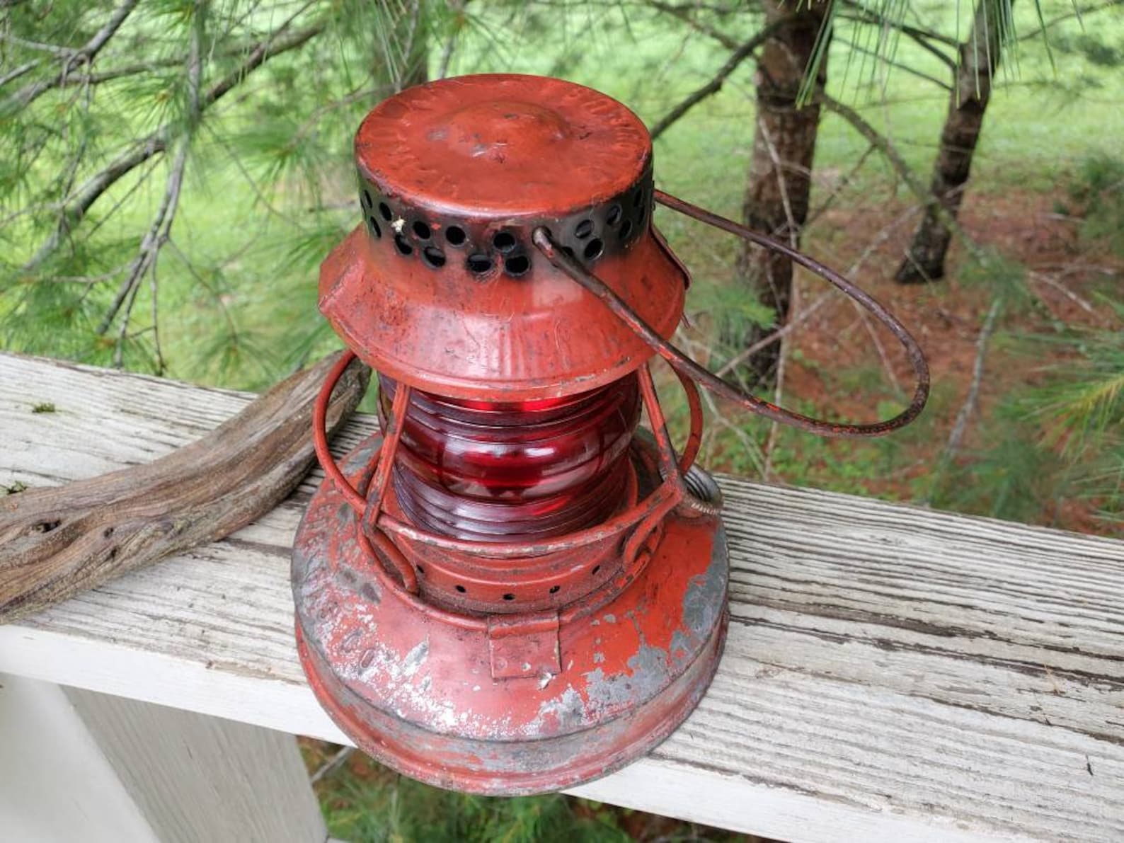 Antique Handlan Red Metal Lantern With Red Globe / Laclede Gas - Etsy