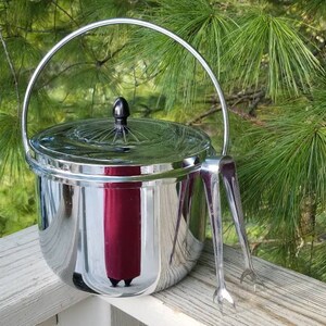 Chrome Over Brass Ice Bucket With Cocktail Recipes on the Lid & Chicken ...