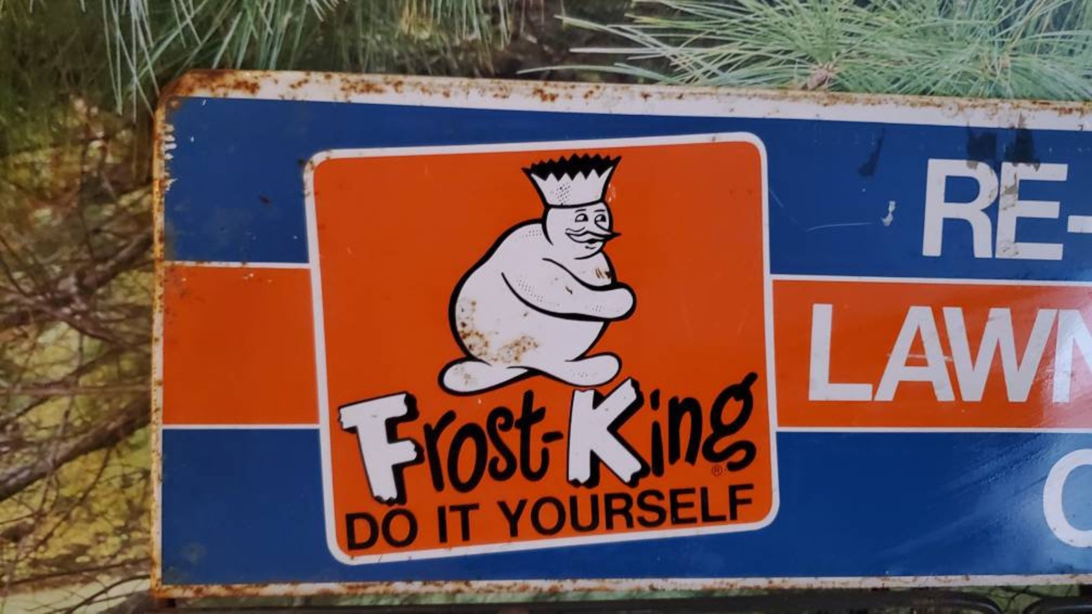 Tin Frost King Re-webbing Sign With Yard Stake Orange Blue & - Etsy