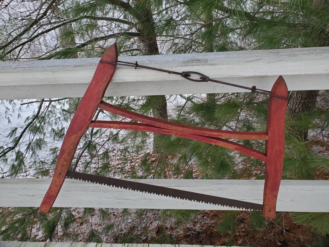 Old Red Painted Buck Saw / Crosscut Bow Saw / Wood Primitive | Etsy