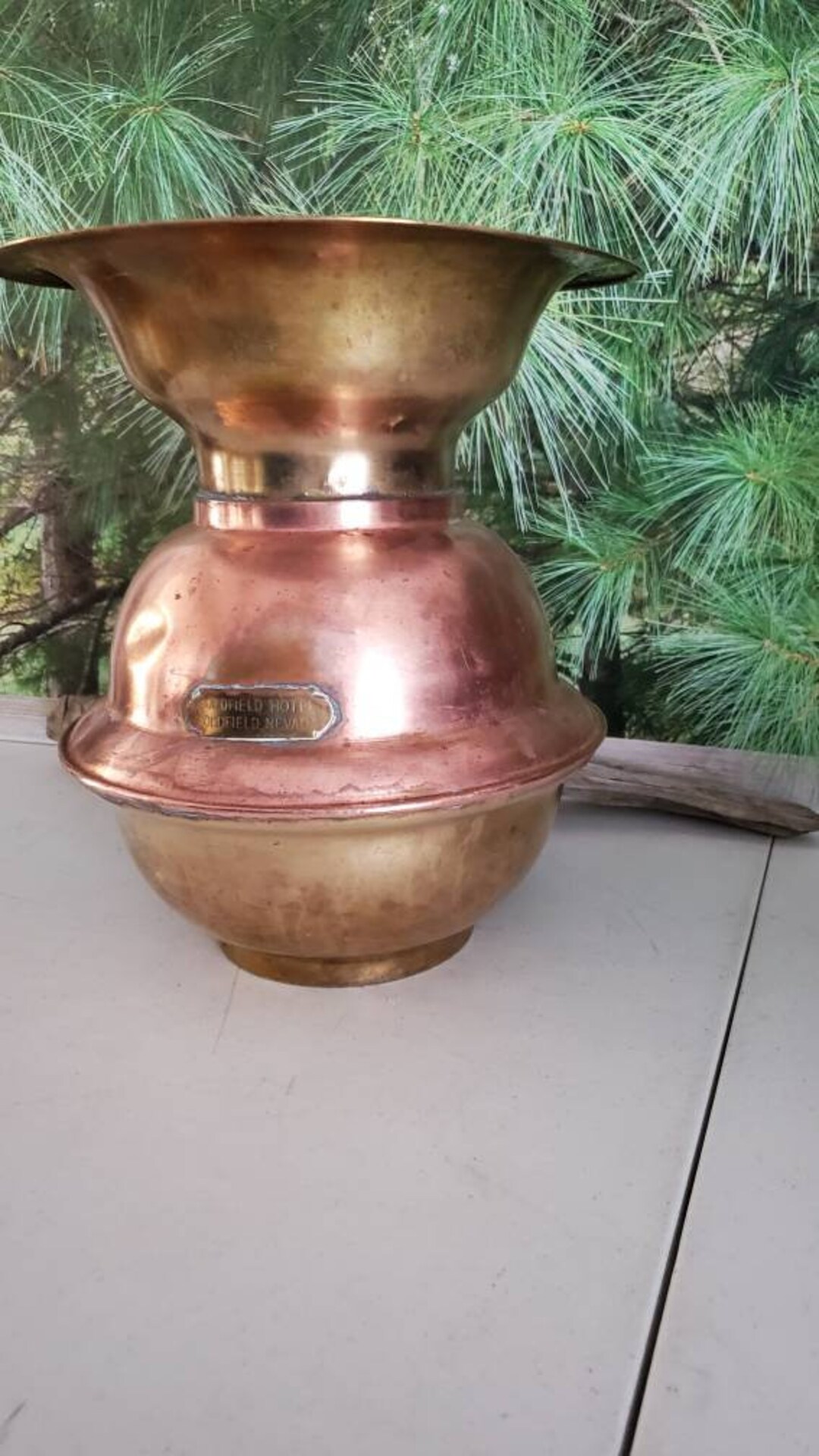 Brass & Copper Spittoon GOLDFIELD HOTEL, Nevada Vintage Reproduction ...