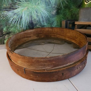 Round Antique Bentwood Grain Sieve Wood & Wire Farmhouse Sifter #4038 ...