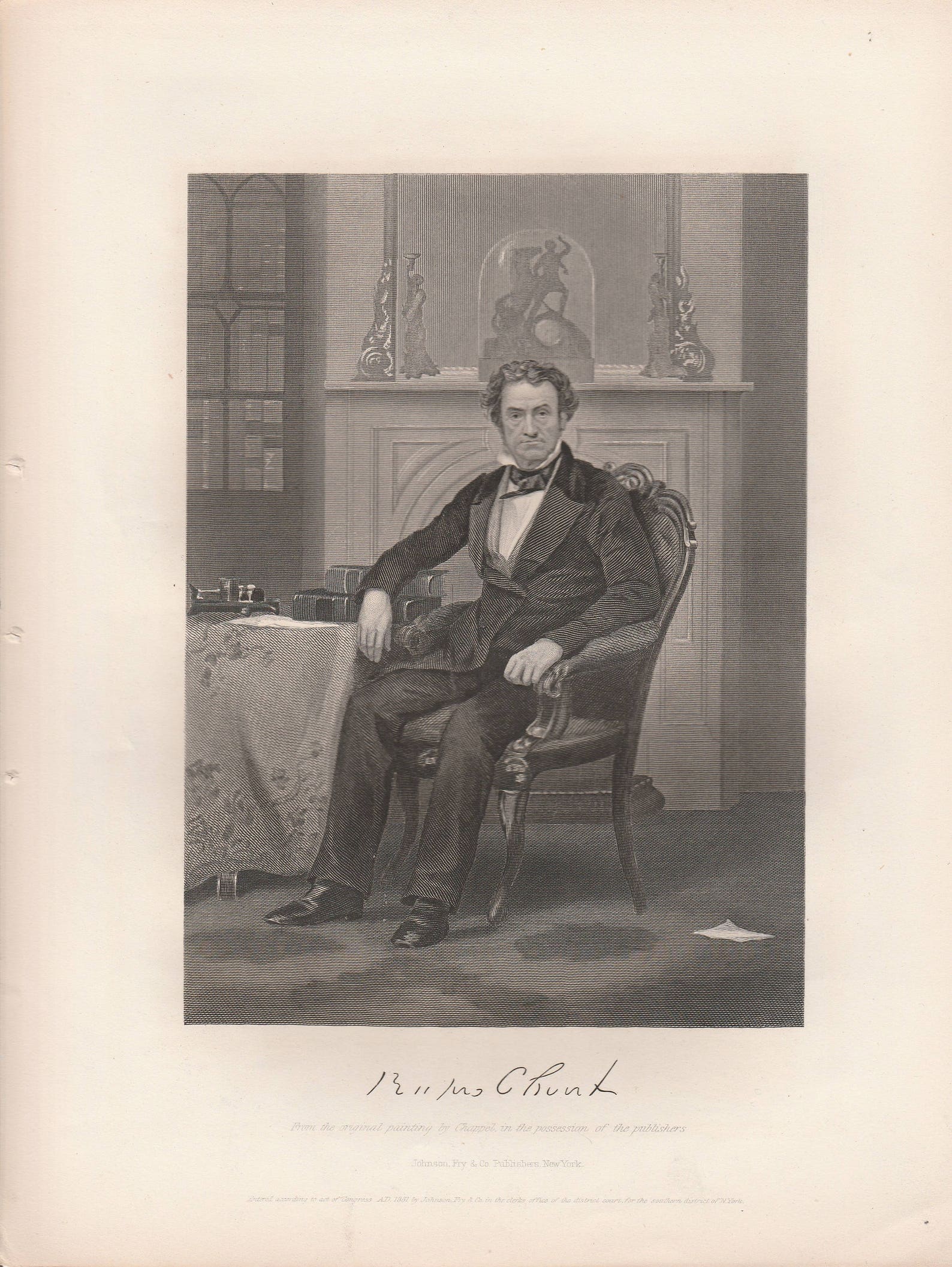 Rufus Choate Antique Steel Engraving National Portrait Gallery Eminent ...