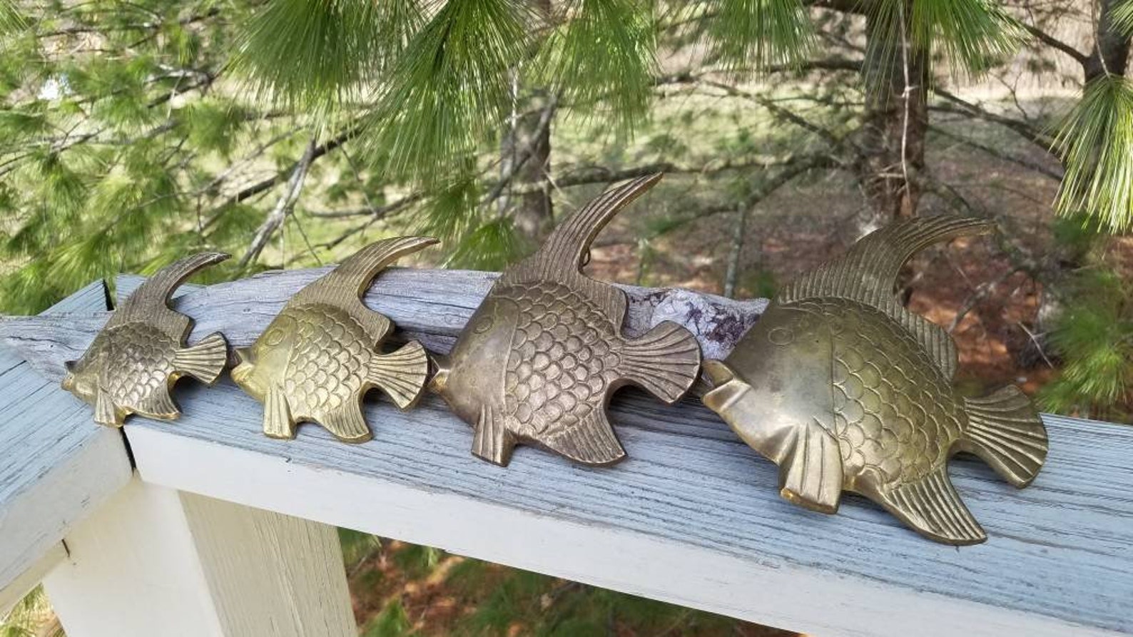Nautical Set of 4 Vintage Brass Fish Wall Decor Made in India - Etsy