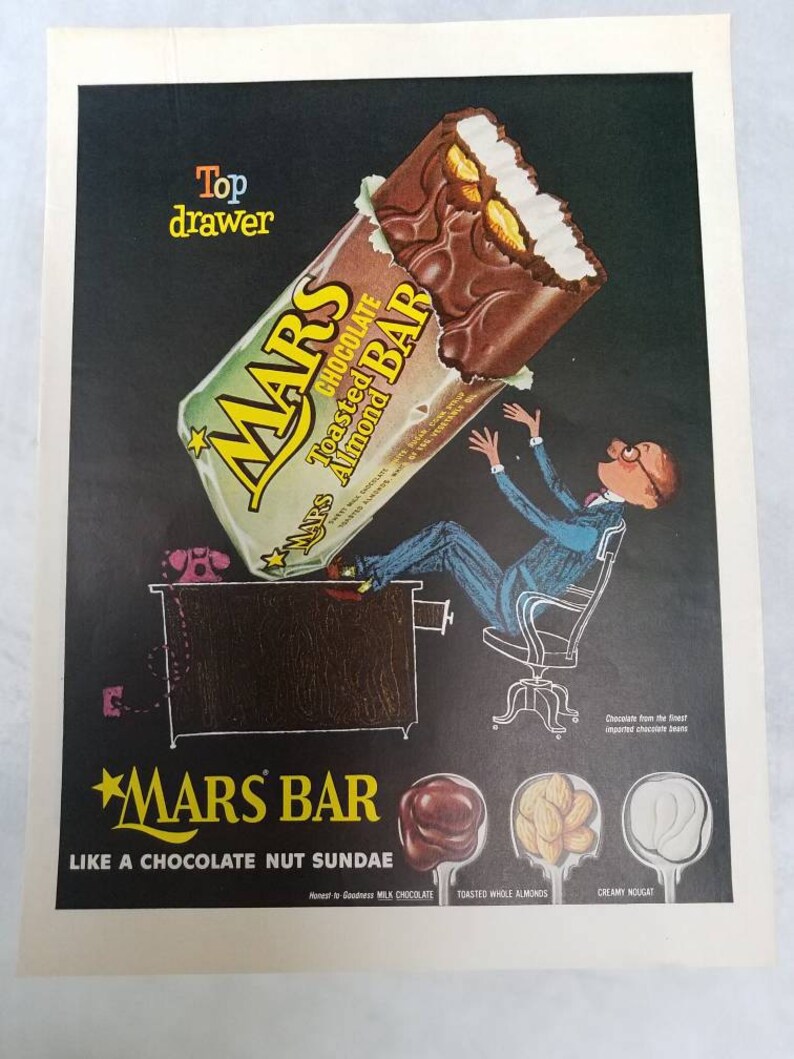 1955 & 1957 MARS BAR Print Magazine Ads Top Drawer / Vintage - Etsy