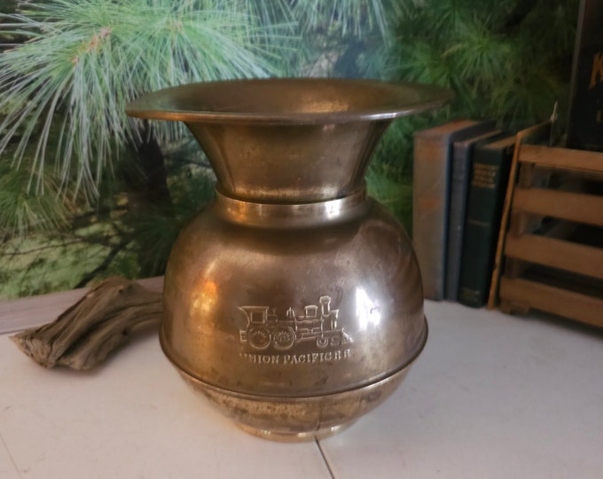 Tarnished Brass Spittoon Union Pacific Railroad, Vintage Home Decor ...