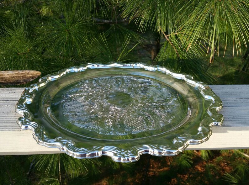 International Silver Company Silver Plate Ornate Round Tray | Etsy